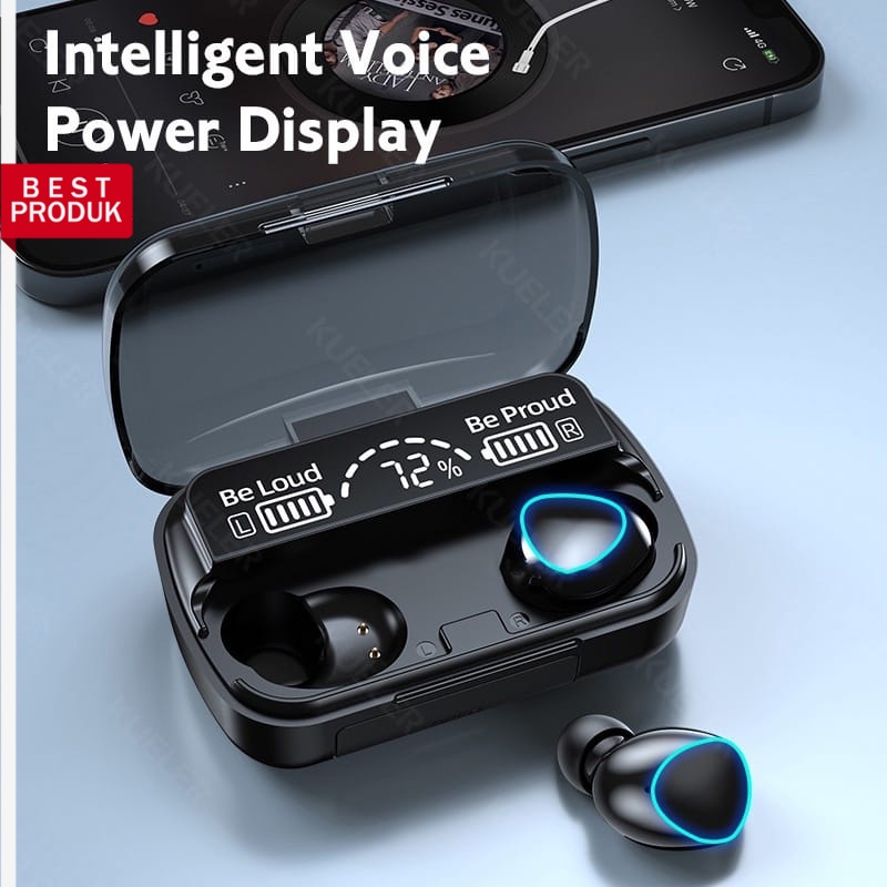 Jual headset Earphone TWS Bluetooth M10 LED Layar Kapasitas baterai ...