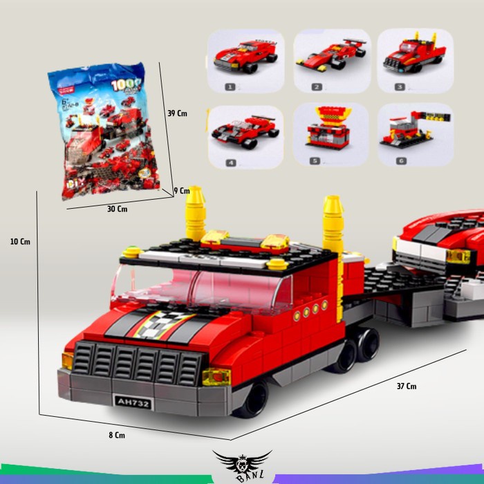 Jual Lego Mobil Truck Truk Merah Block Balok Susun Bricks Brick Mainan ...