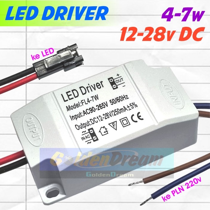 Jual LED Driver + Casing utk 4-7w LED input 220v output 12-28V DC ...