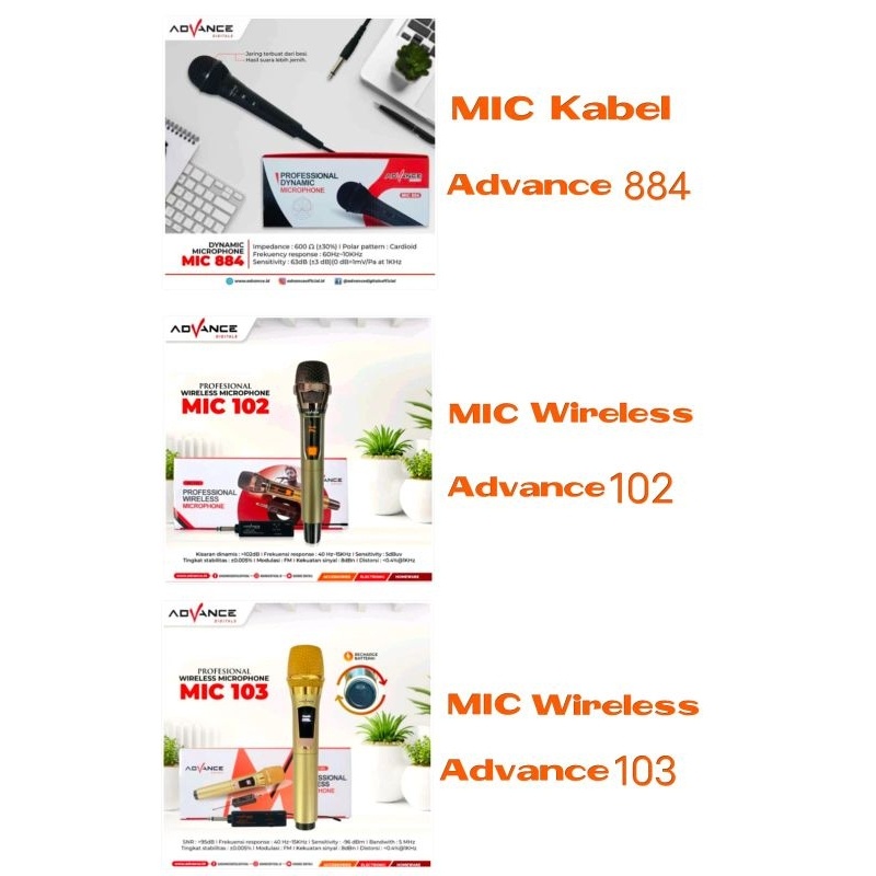 Jual (Bergaransi) MIC Wireless / Bluetooth ADVANCE MIC 102 MIC 103 MIC ...