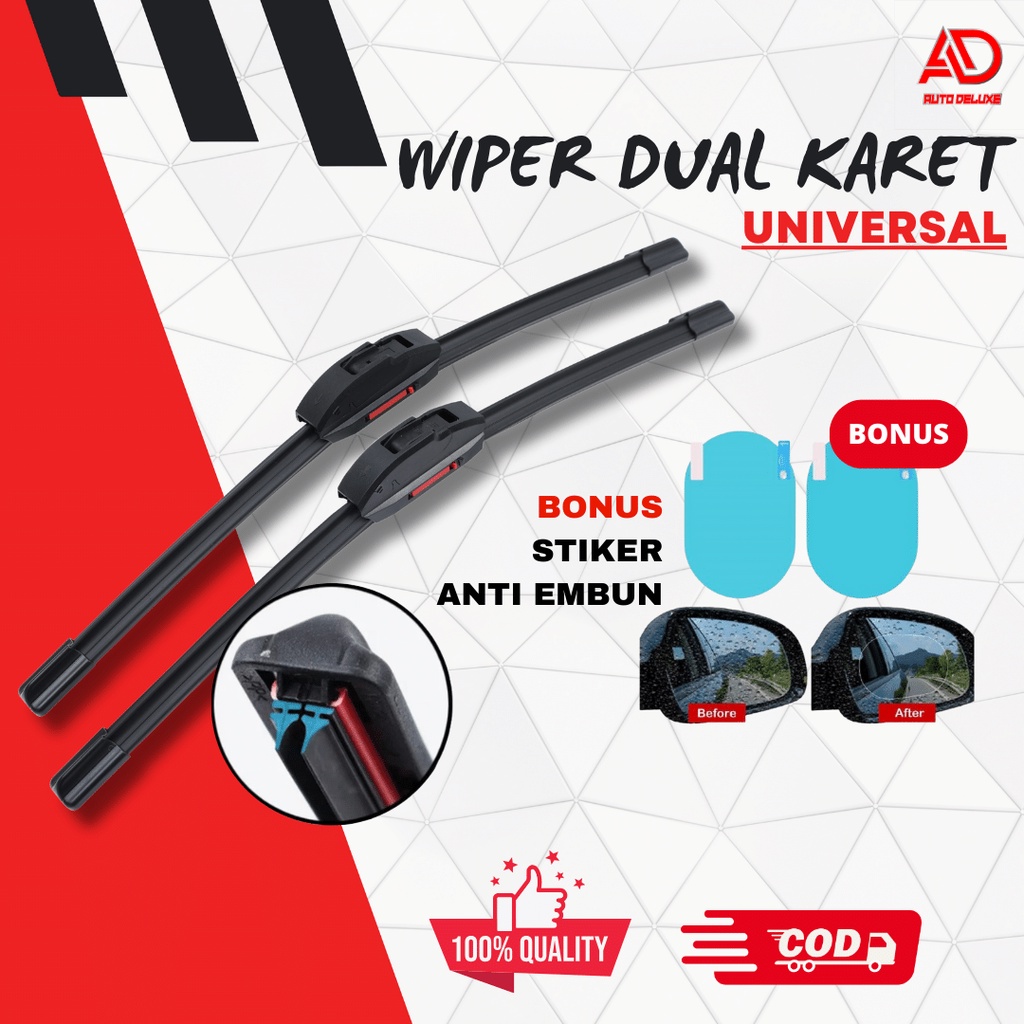 Jual Wiper Mobil Double Karet 2 Lapis Karet Model Karet Ganda Dual Blade Universal Untuk Semua ...
