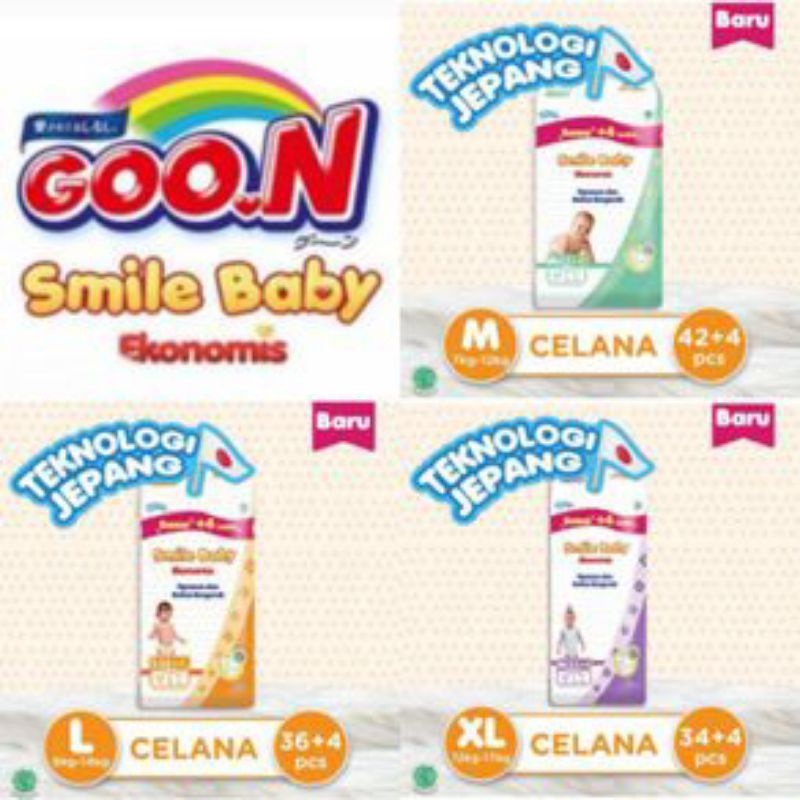 Jual Goon Smile Baby Ekonomis M42+4/L36+4/XL34+4 (Citra Susu SBY) | Shopee Indonesia