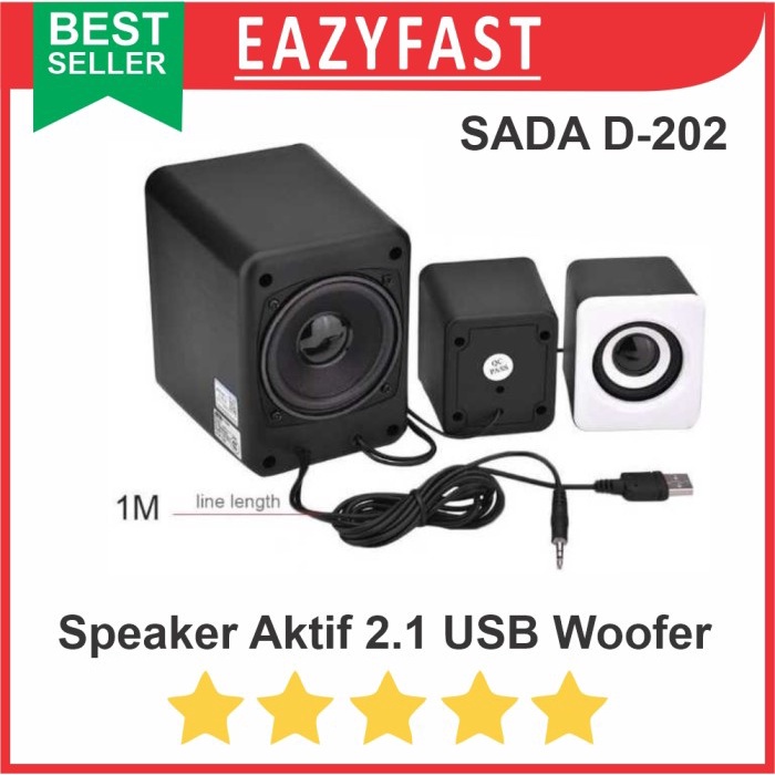 Jual Speaker Aktif USB 2.1 SADA D-202 Sub Woofer Subwoofer Bass PC ...