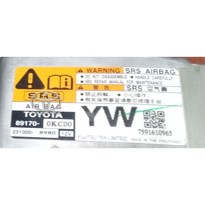Jual Modul Sensor Airbag ECU SRS Air Bag New Hilux 89170-0KC00 100% ...