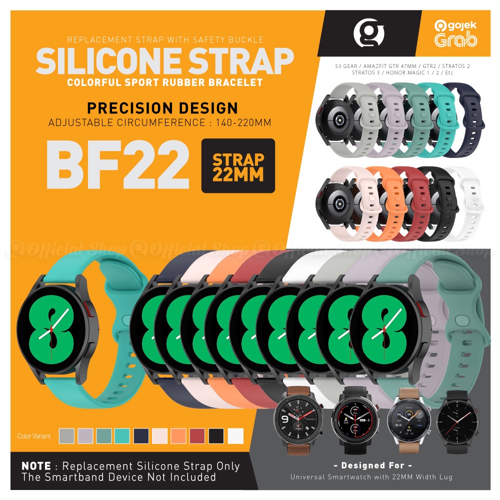 Jual BF22 Silikon Strap 22mm for Amazfit GTR 2 3 4 / Mi Watch S1 / Huawei GT2 GT3 46mm Runner ...