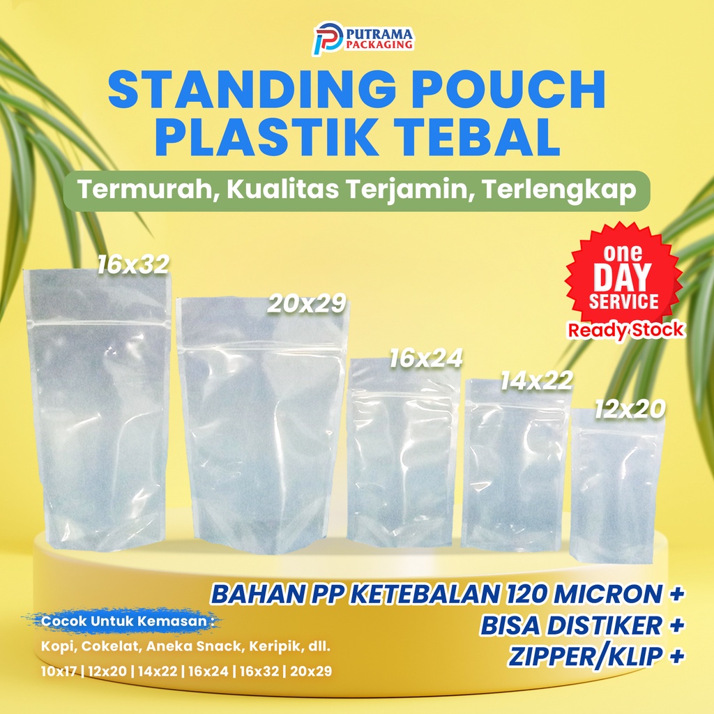 Jual (1 PACK ISI 10 PCS) Standing Pouch Plastik Tebal 10x17 12x20 14x22 ...