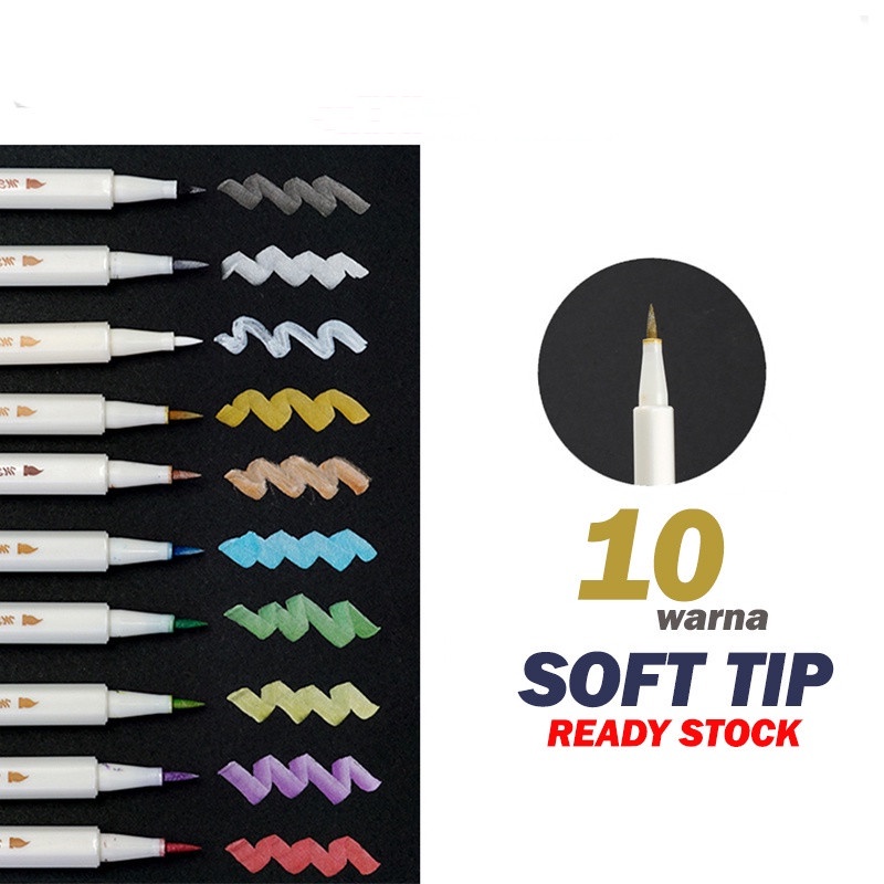 Jual Metalic Marker Pen Colouring STA per color warna soft tip Metallic ...