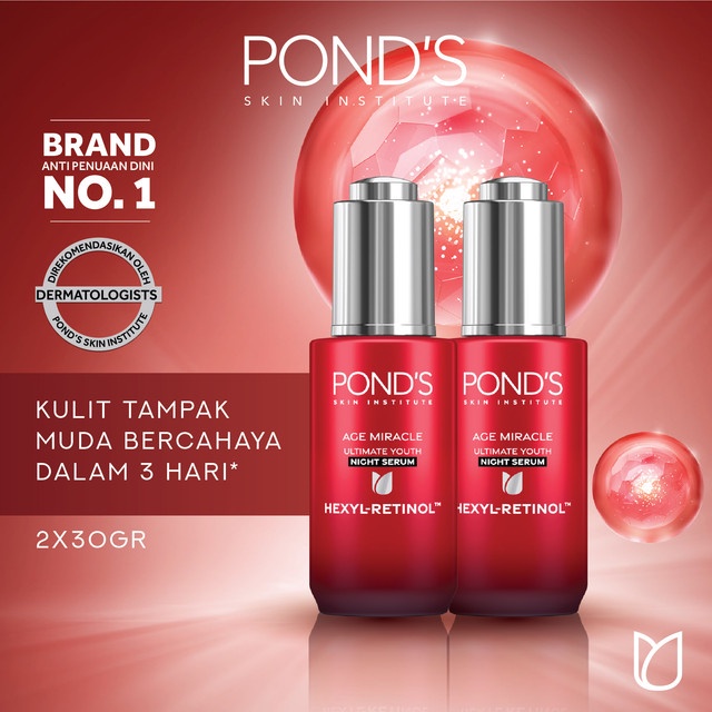 Jual PONDS AGE MIRACLE ULTIMATE NIGHT SERUM HEXYL RETINOL 30gr x2 ...