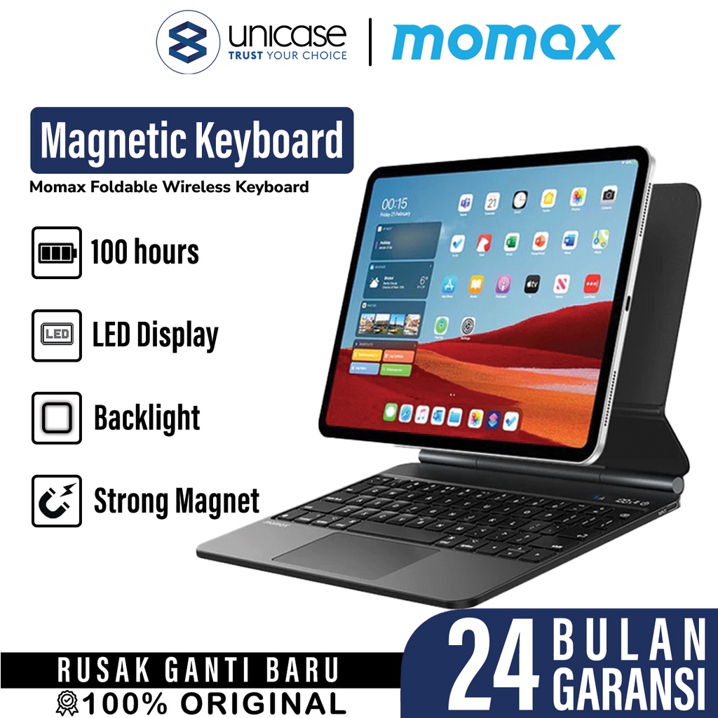 Jual Magnetic Keyboard iPad Pro 11/Air 4/5 10.9 Momax MAG.LINK Wireless ...