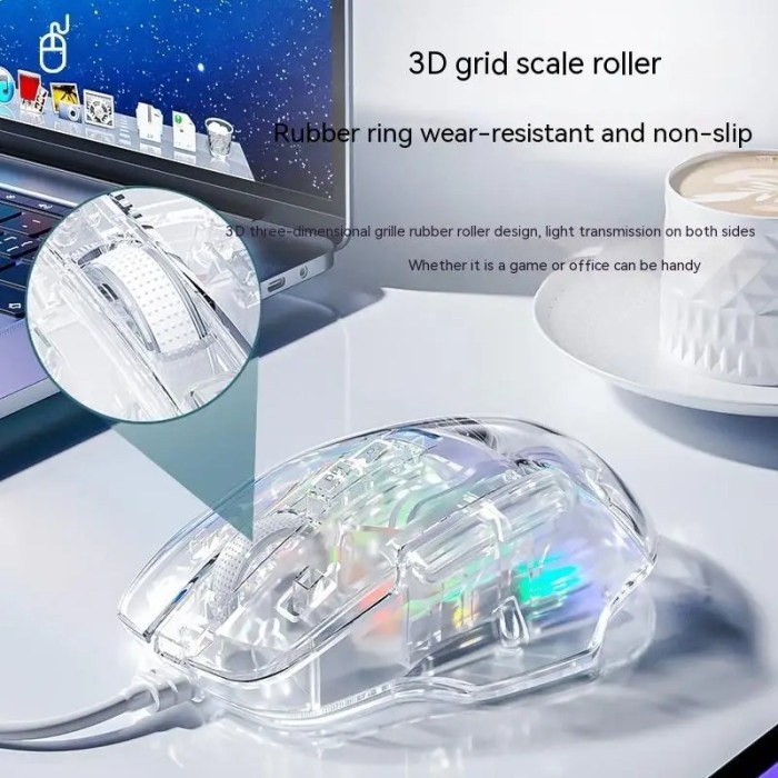 Jual AULA S80 Transparent Wired Gaming Mouse RGB 1200-7200DPI | Shopee ...