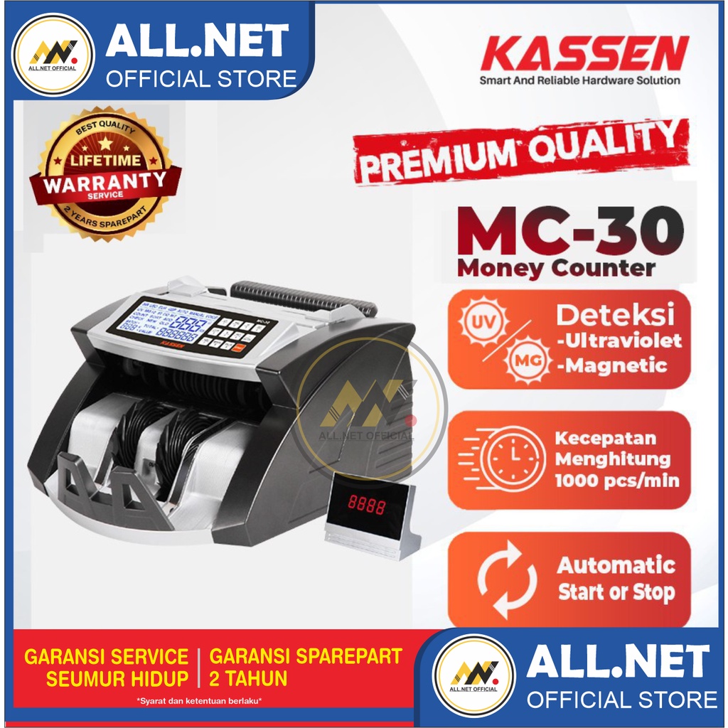 Jual MESIN PENGHITUNG UANG KASSEN MC-30 MONEY BILL COUNTER MC30 ...