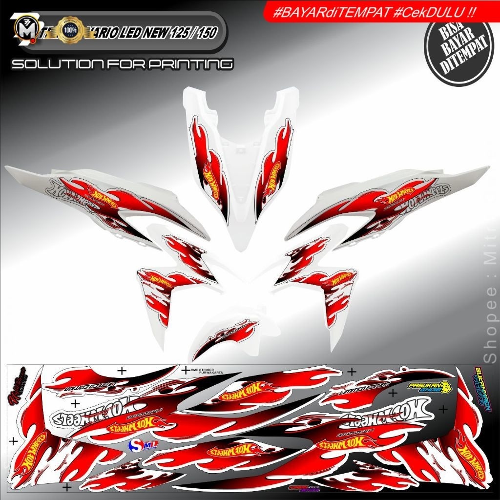 Jual STRIPING STICKER VARIASI VARIO LED NEW 150/125 MOTIF API HOTWHLEES ...
