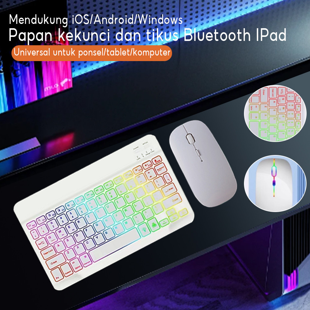 Jual 10 Inch Backlit Backlight Keyboard And Mouse Wireless Bluetooth ...