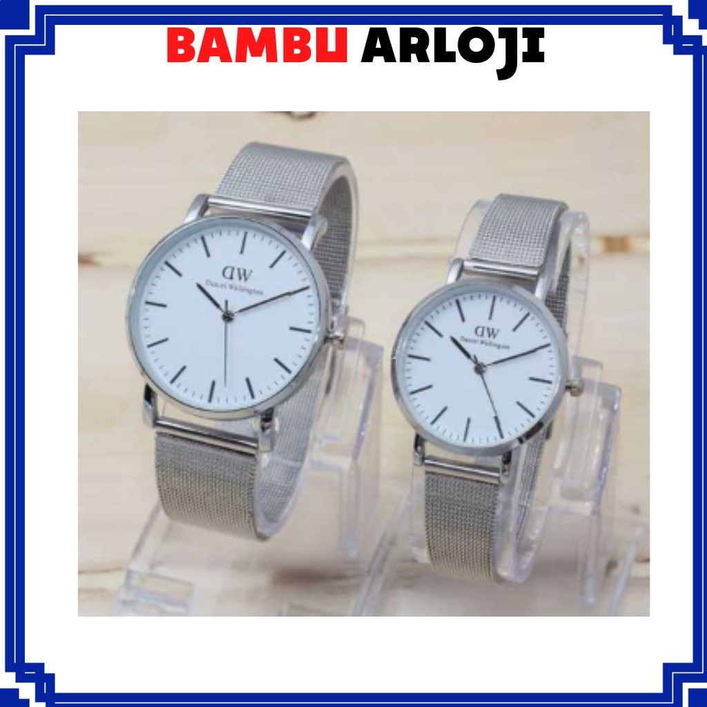 Jual BAJ JAM TANGAN COUPLE DW RANTAI PASIR SILVER PLAT PUTIH 5 WARNA ...