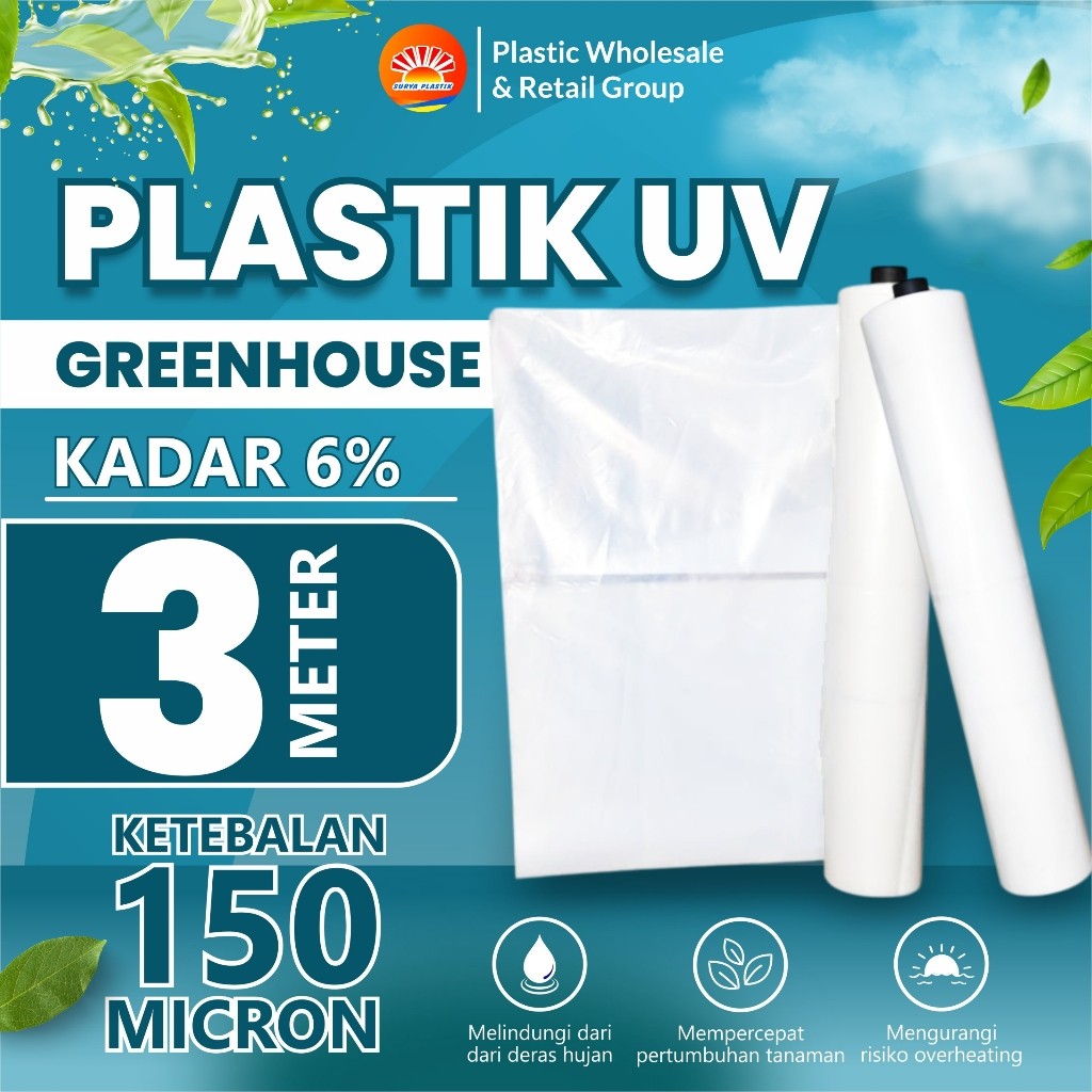 Jual Plastik UV Green house Tebal 150 Micron 6% Lebar 3 Meter MEDIAKIT | Shopee Indonesia