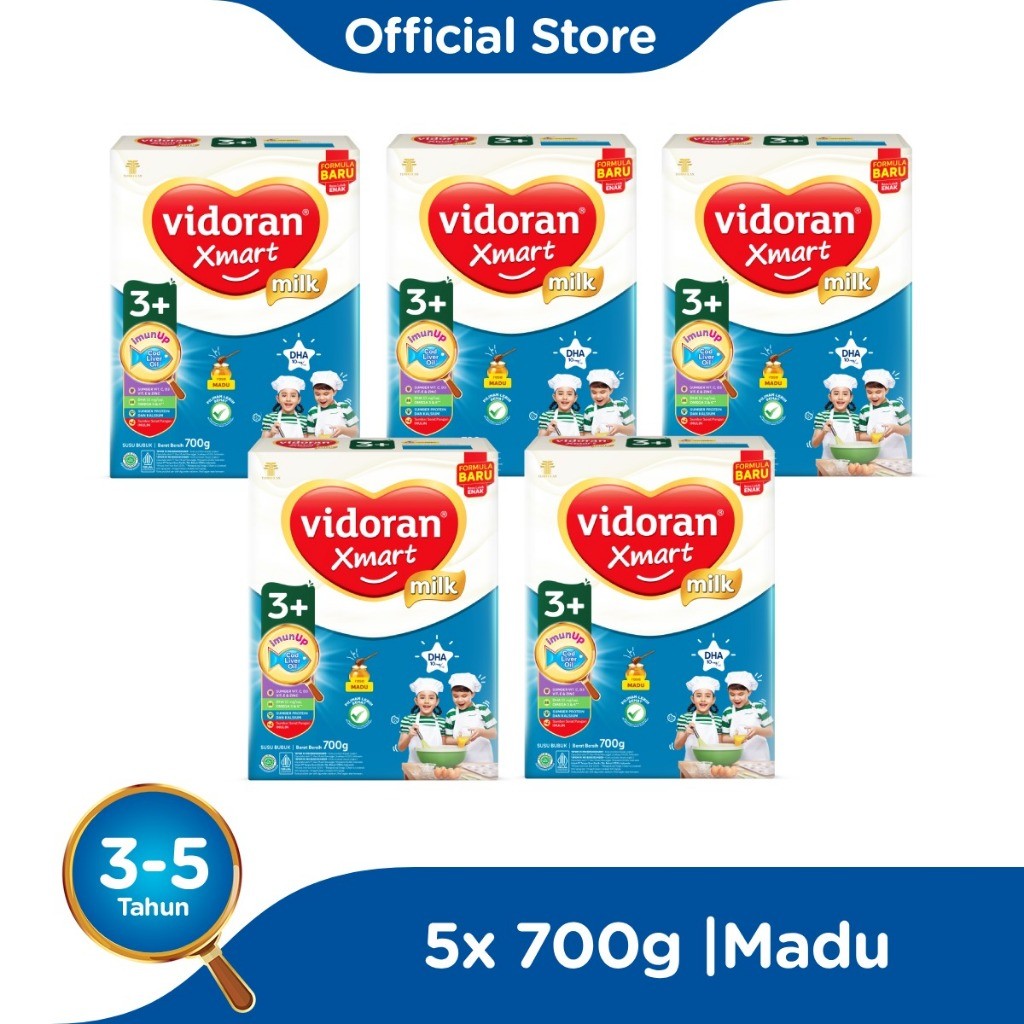 Jual vidoran Xmart 3+ Madu 700gr Susu Formula Anak 3-5 Tahun - (5 box ...