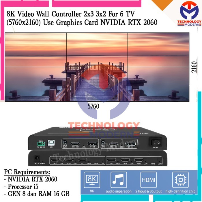 Jual 8K HDMI Video Wall Controller 2x3 3x2 For 6 TV (5760x2160) with ...