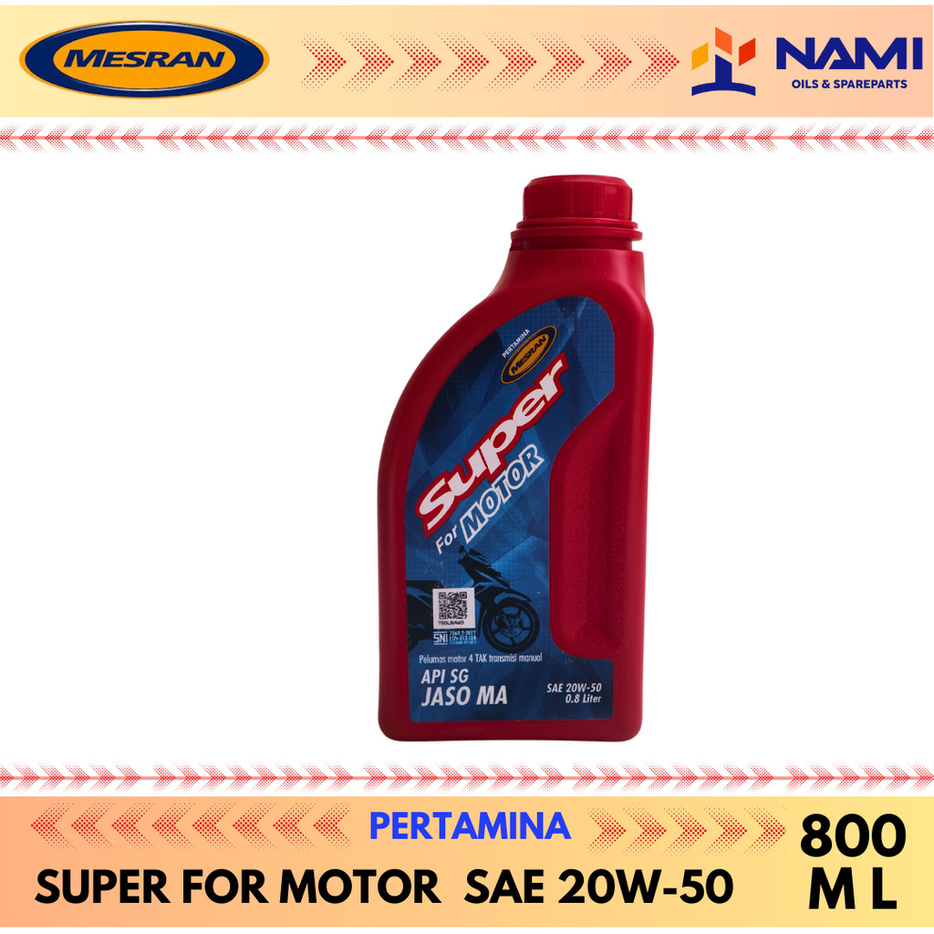 Jual *PERTAMINA MESRAN SUPER FOR MOTOR SAE 20W-50 (0.8L)* Oli Pelumas ...