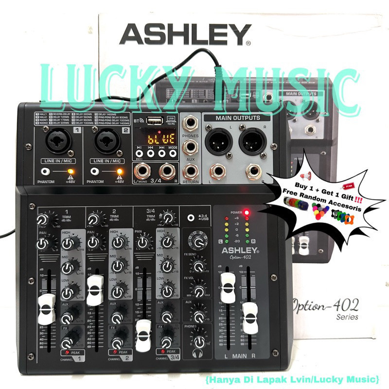 Jual Mixer Ashley Option 402 dan DAT Mix 4 New Original 4 Channel PC Soundcard Gift Random ...