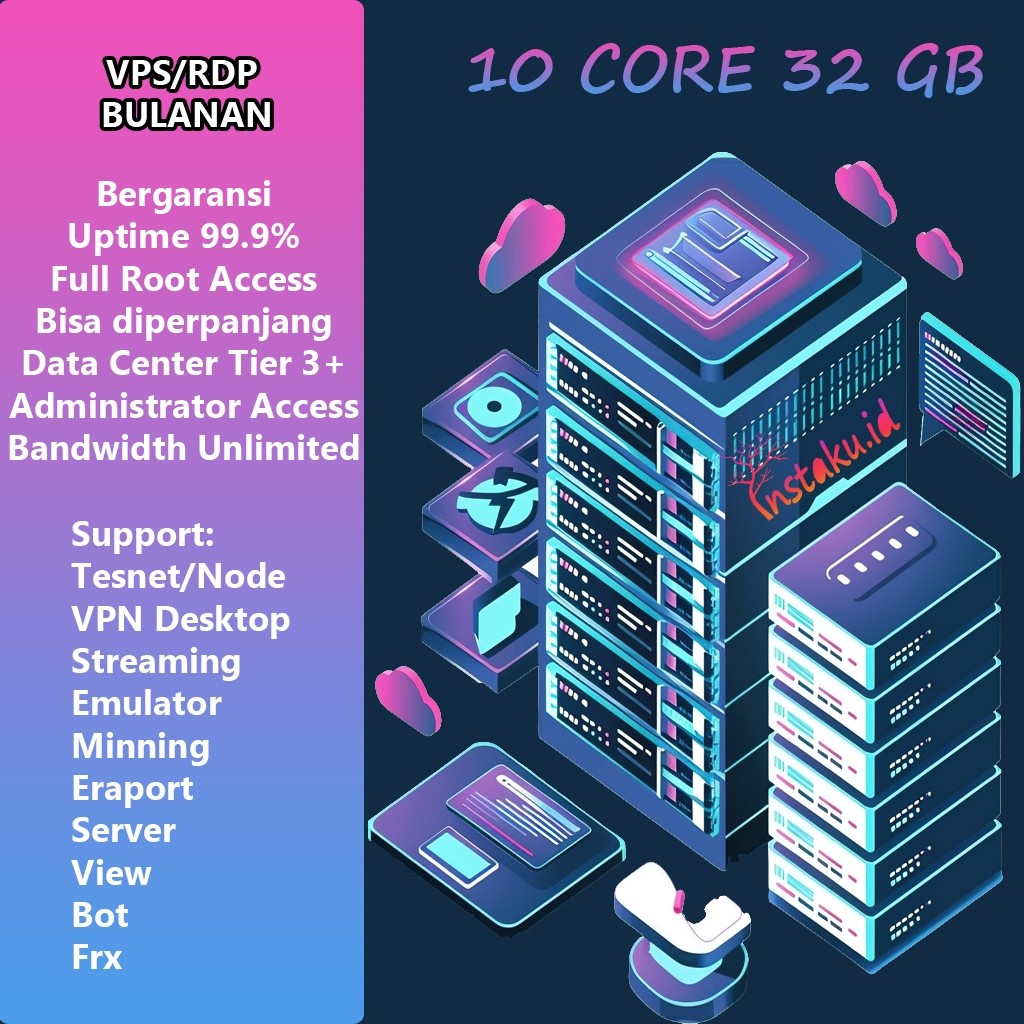 Jual RDP / VPS Bulanan 10 Core Ram 32 GB Windows Full Admin Bergaransi Bisa diperpanjang ...