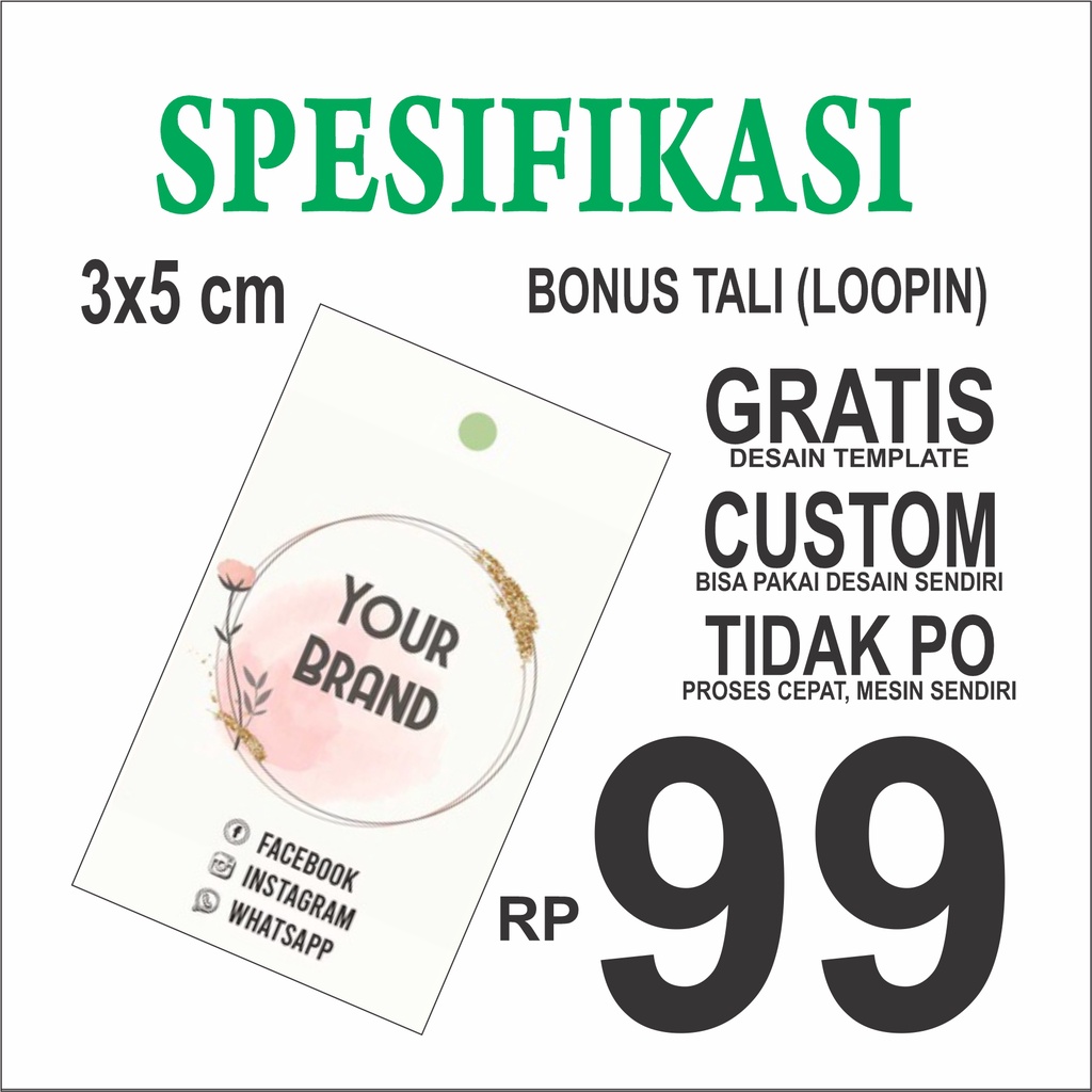 Jual Hang tag Custom Hangtag Baju Hang Tag Hijab Custom Hangtag FREE ...