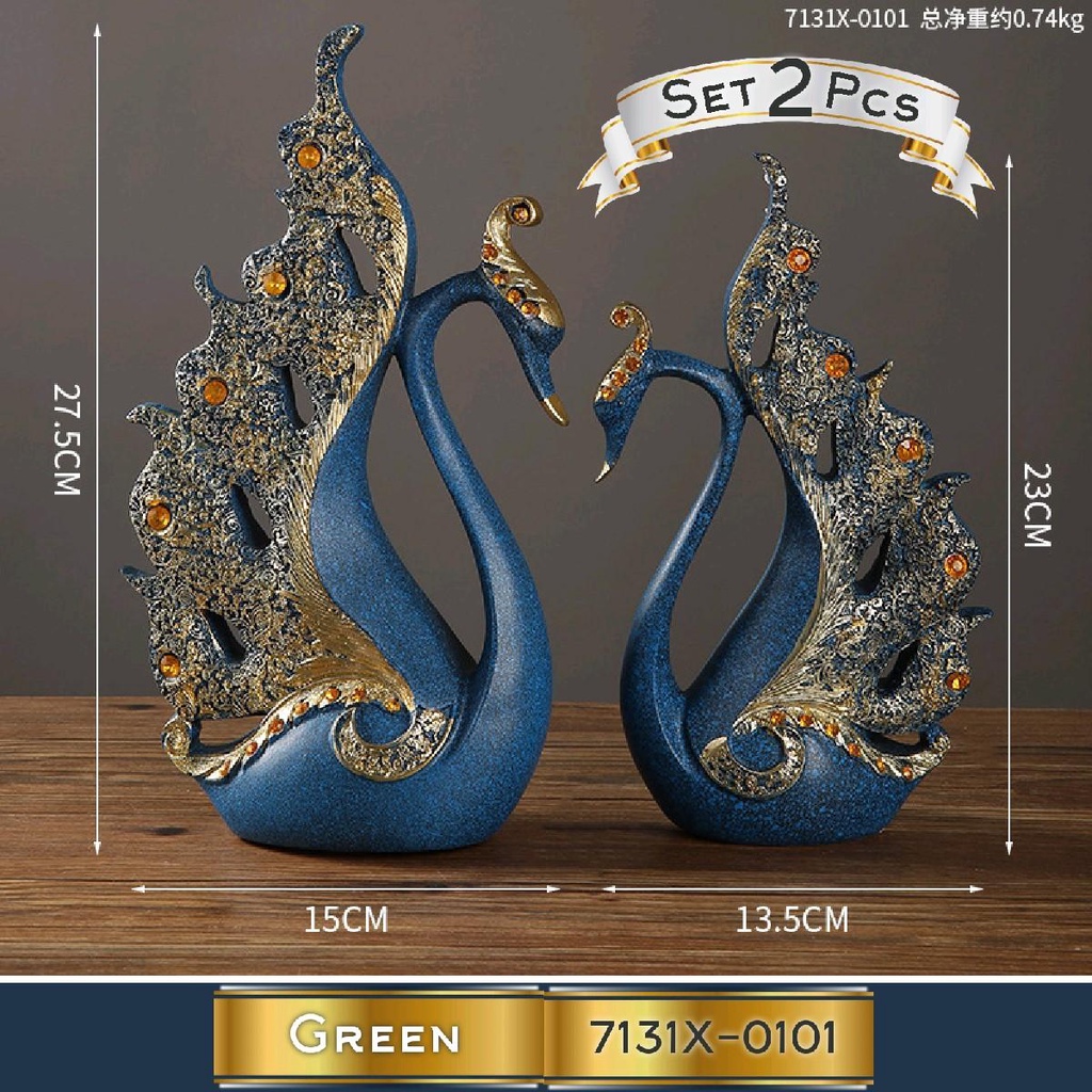 Jual Patung Angsa Kristal Emas Set 2 PCS Crystal Swan Statue Hiasan ...