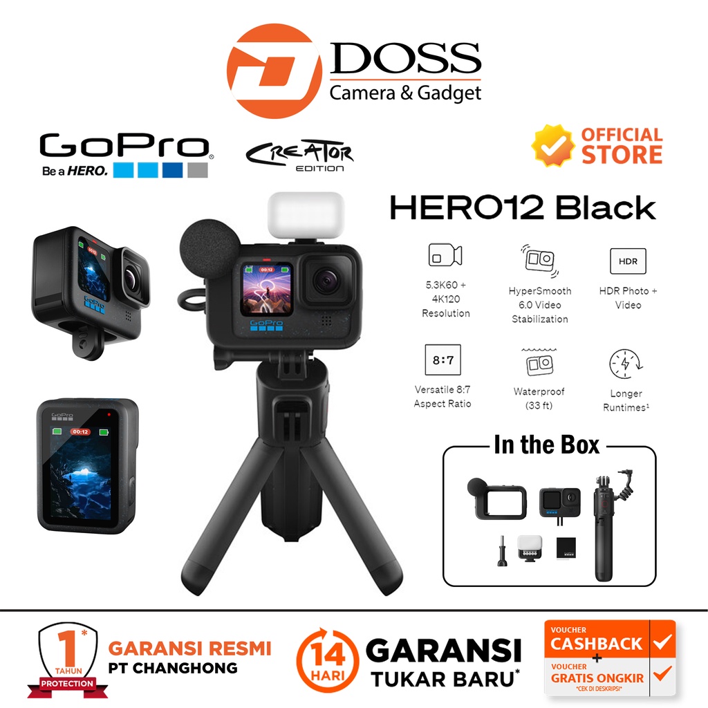 Jual GoPro Hero 12 Black Creator Edition Go Pro Hero12 Action Camera | Shopee Indonesia