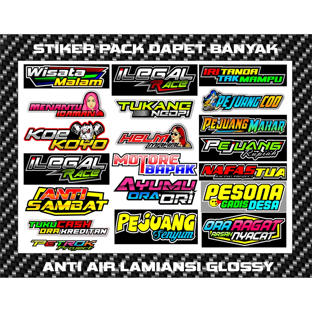 Jual Stiker Pack Kata2 Racing Hologram Stiker Custom Nomer Start Stiker ...