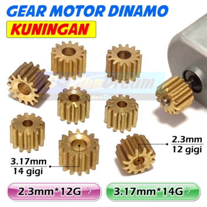 Jual Gigi Motor Dinamo Kuningan Brass Gear Pinion 2.3 3.17 5 mm 130 380 ...