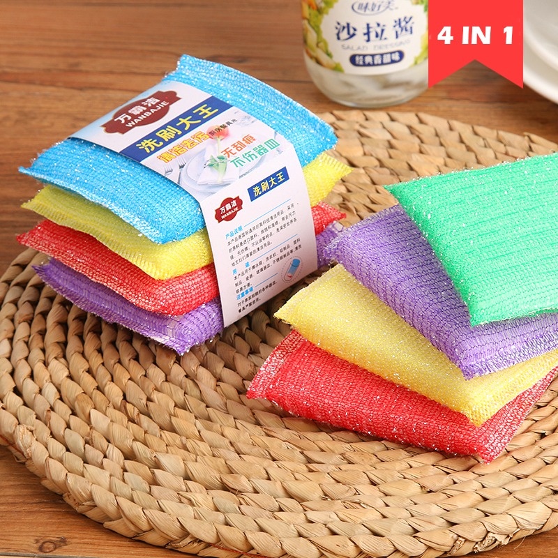 Jual Spon Cuci Piring 4in1 / 4 pcs Spon Cuci Piring Jaring / Busa ...