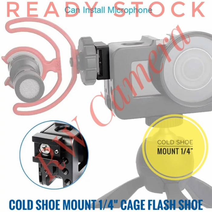 Jual Adapter Cold Shoe Mount Bracket Cage Small Rig Flash Mic Vlog ...