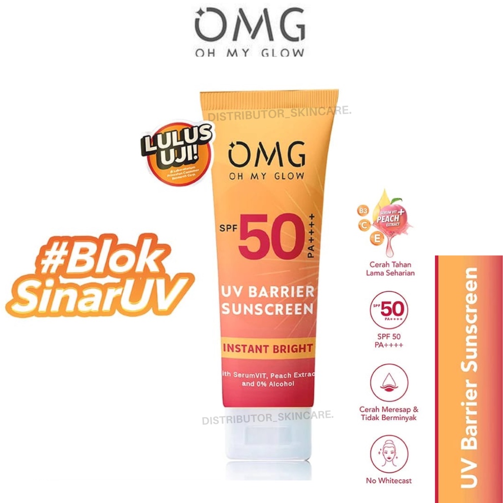 Jual OMG Oh My Glow UV Barrier Sunscreen SPF 50 PA++++ / Sunblock Wajah ...