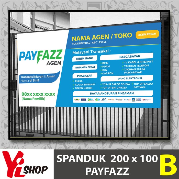 Jual Spanduk / Banner Agen PayFazz ukuran 2 x 1 m | Shopee Indonesia