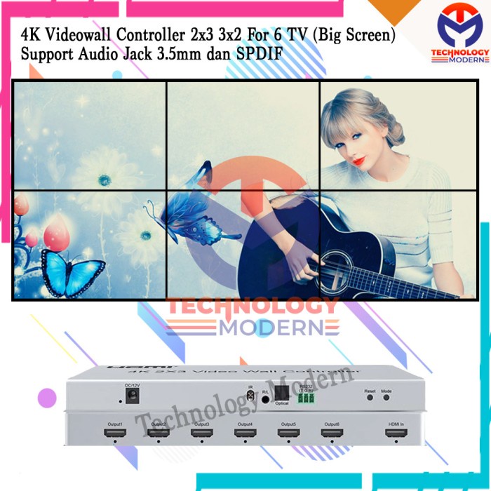 Jual 4K HDMI 2x3 Video Wall Controller 3x2 Untuk 6 TV (Big Screen) W ...