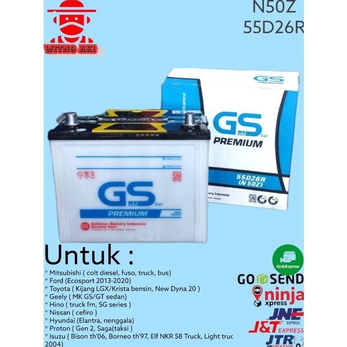 Jual Aki mobil kijang grand GS basah n50z 55d26r 12v 60ah | Shopee ...