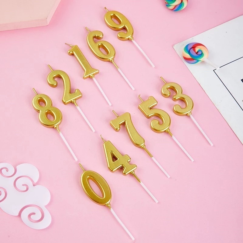 Jual lilin angka 0 -9 gold / Lilin Ultah emas / Lilin Angka ulang tahun ...