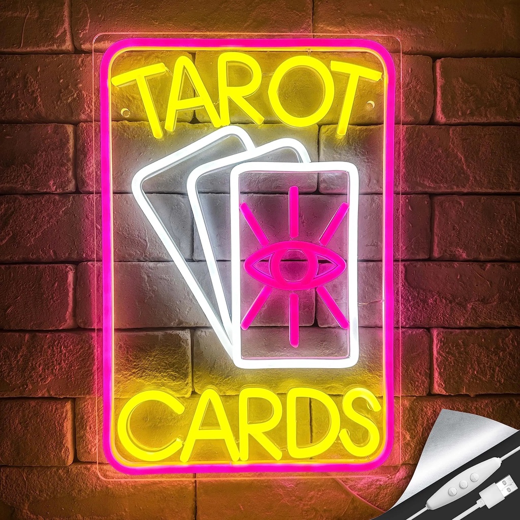 Jual Tarot Cards Neon Sign LED Psychic Open Shop Window Decor Pink ...