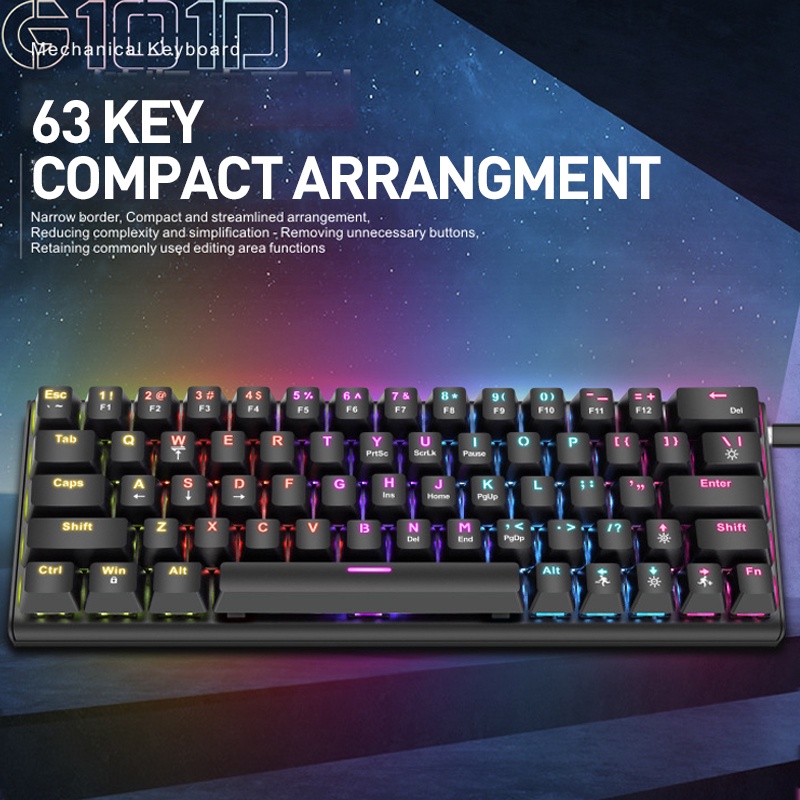 Jual BAJEAL K101D Keyboard Mechanical 63 Keys K101D Wired Keyboard ...