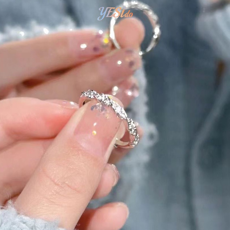 Jual COD Adjustable Ins Twist Ring No Fading Niche Design Ring Cool ...