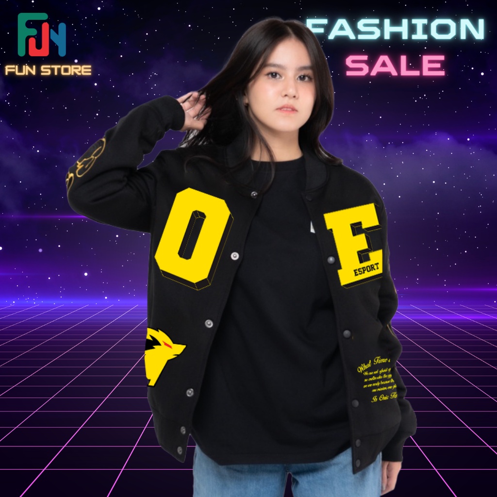 Jual Jaket varsity Onic Esport Stellar Storm Hitam Balck 2024 Unisex Oversize S L XL M XXL XXXL ...