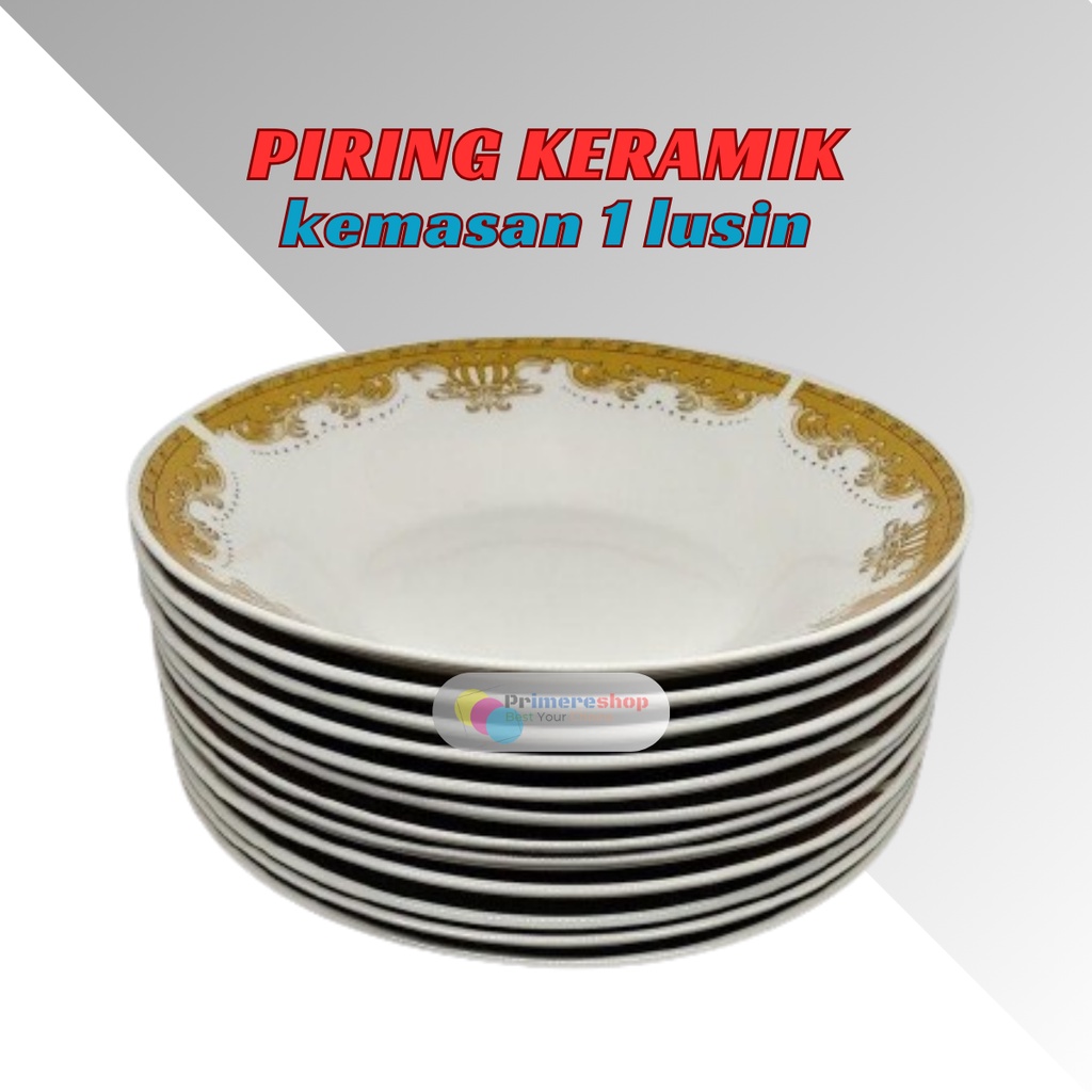 Jual Piring Keramik 1 Lusin 12 pcs Murah / Piring Makan Keramik Lusinan ...
