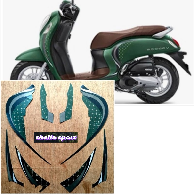 Jual Striping scoopy scopy stiker Honda Scoopy Stylish Green hijau Dof ...