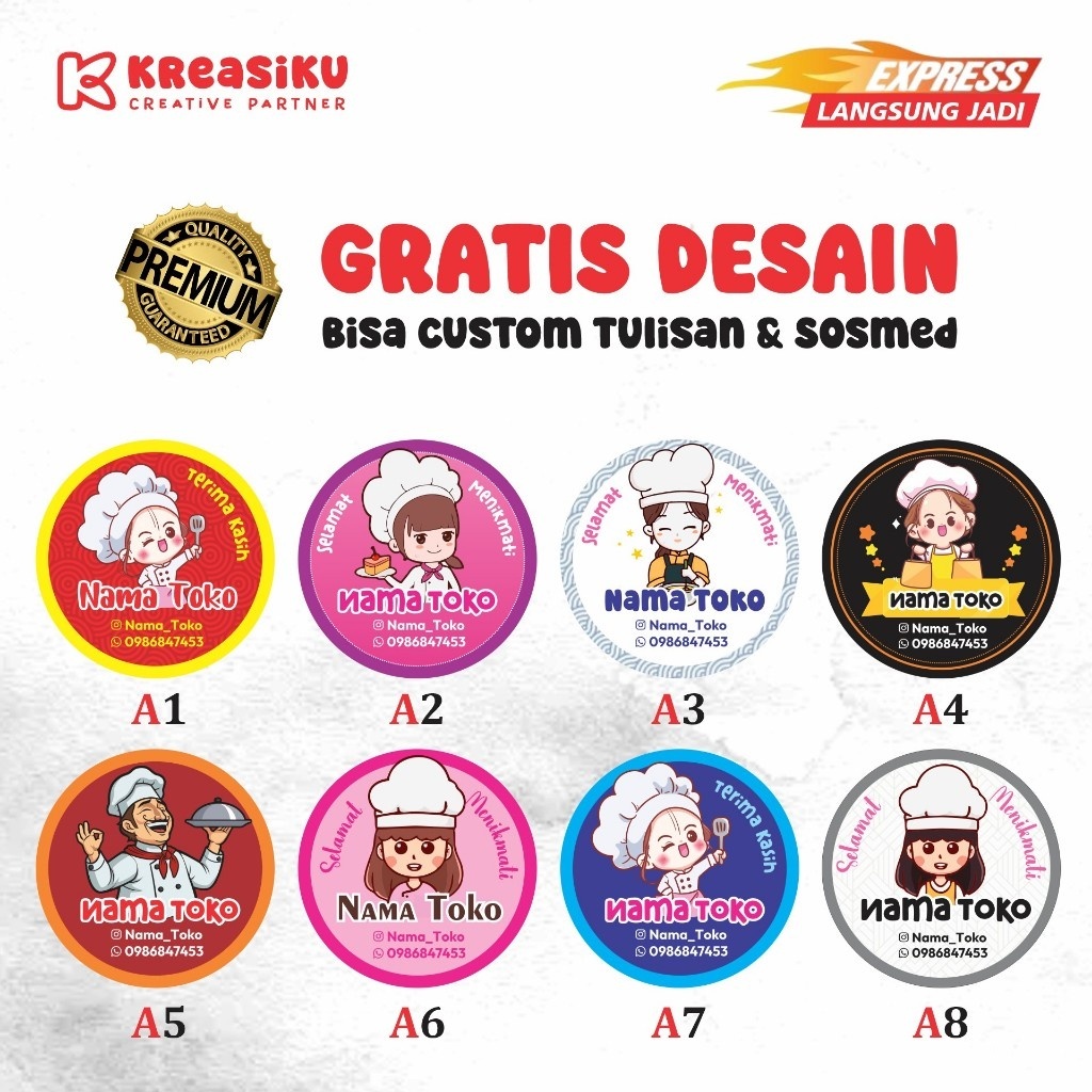 Jual Sticker Label Makanan Bulat Custom, Stiker Jualan Label Kemasan ...