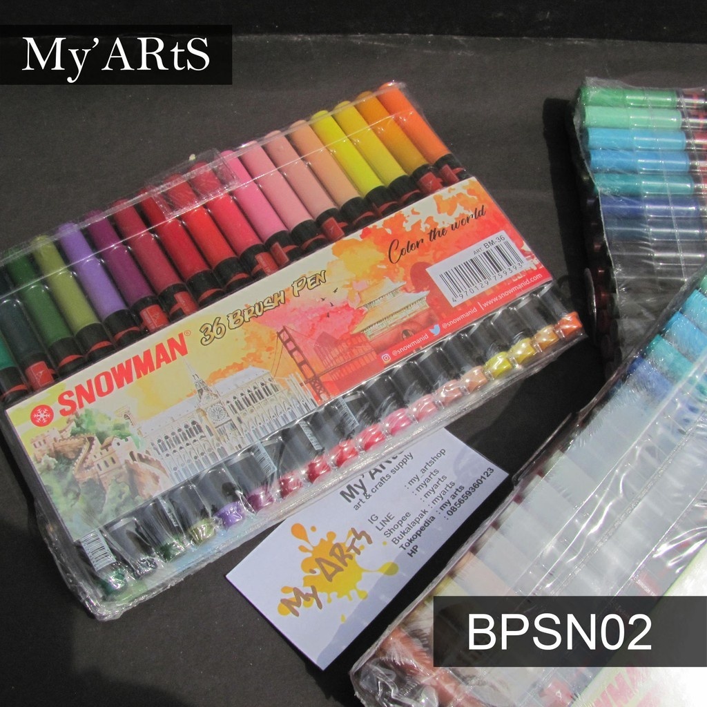 Jual Snowman Brushpen Set 36 Brush Pen Lettering Calligraphy Marker ...