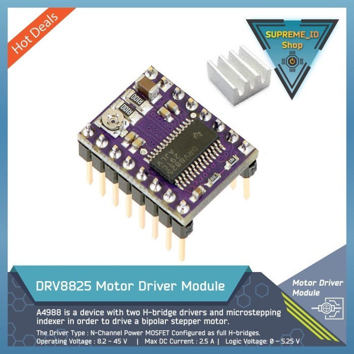 Jual DRV8825 CNC 3D Printer DC Stepper PWM Control Motor Driver | Arduino Control | Shopee Indonesia