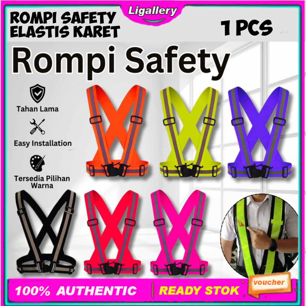 Jual Rompi Safety Karet Reflective Menyala Rompi Karet Sepeda dan Lari ...