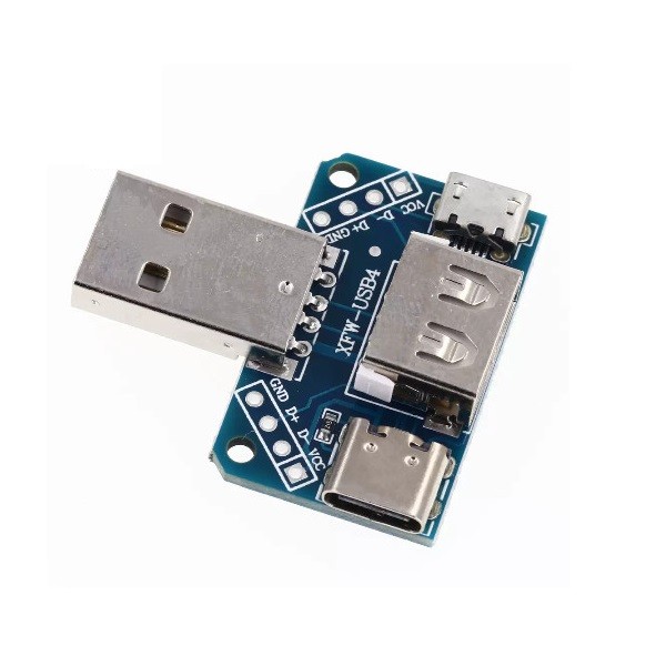 Jual USB Adapter Board Male to Female Micro Type-C Tipe C 4P 2.54mm XFW ...