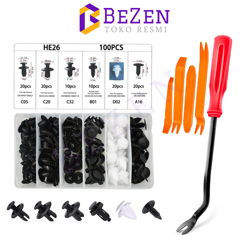 Jual BZ 100 pcs Auto Fastener Clip Mixed Car Body Push Retainer Pin ...