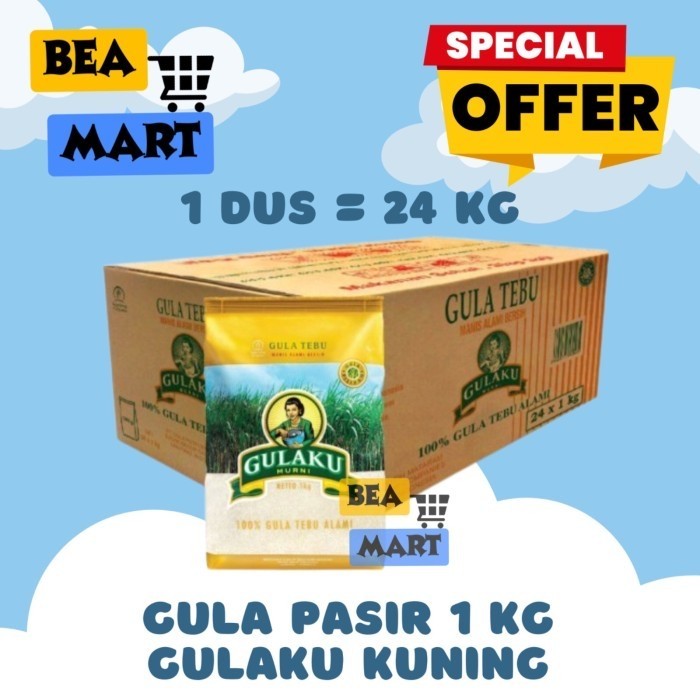 Jual Gula GULAKU KUNING 1kg 1 Dus Isi 24 Pcs | Gula Pasir Premium Sugar ...