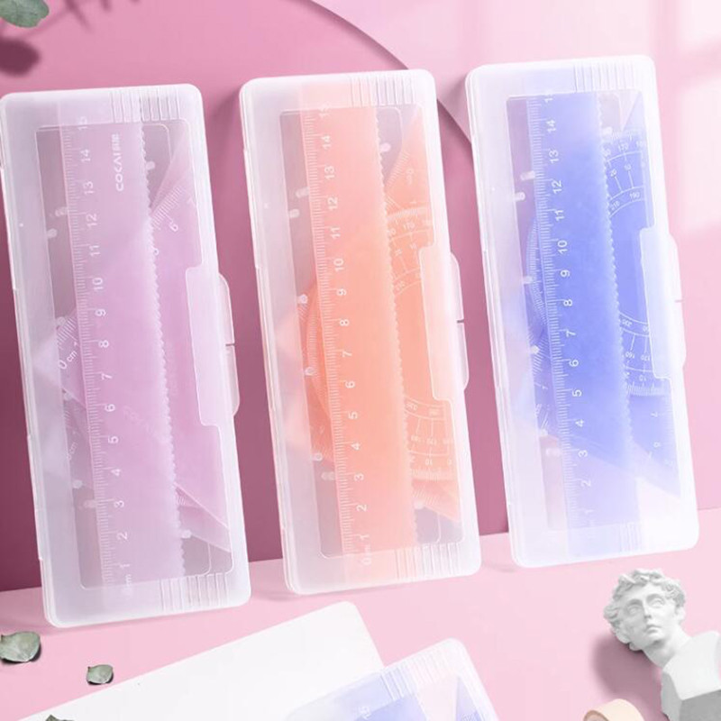 Jual 4pcs/box Jelly Color Rulers Triangle Protractor Straight Ruler ...